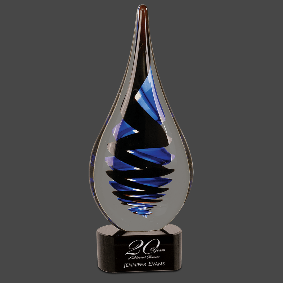 Black Twist Raindrop Art Glass Stand Up Award – Bhive Awards