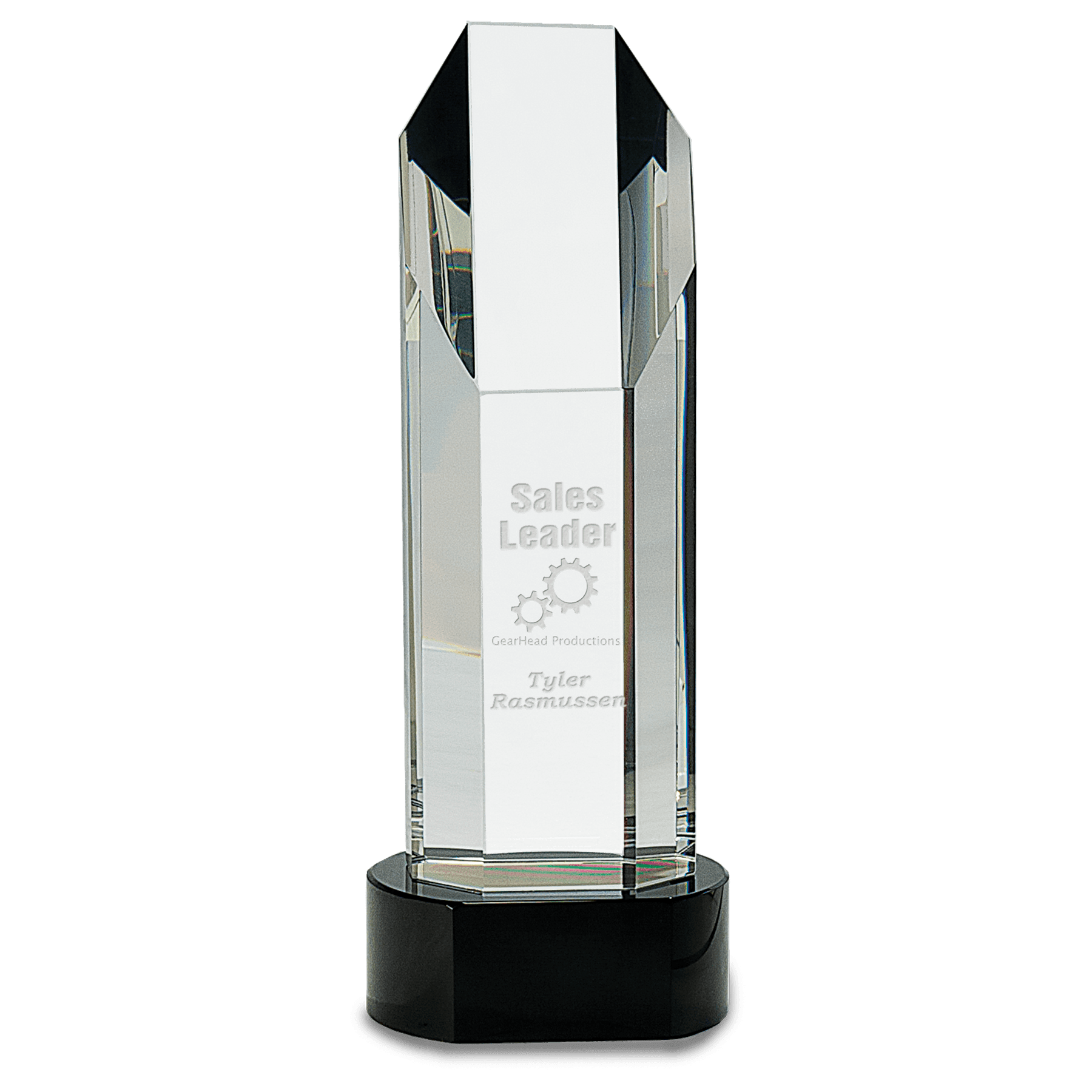BHCRY004 Octagon Slant-Top Crystal Award on Black Pedestal Base Corpor ...