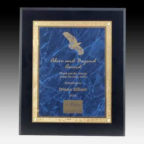 Blue Marble Plaque with Florentine Accent Award Plaques - Multiple Siz ...