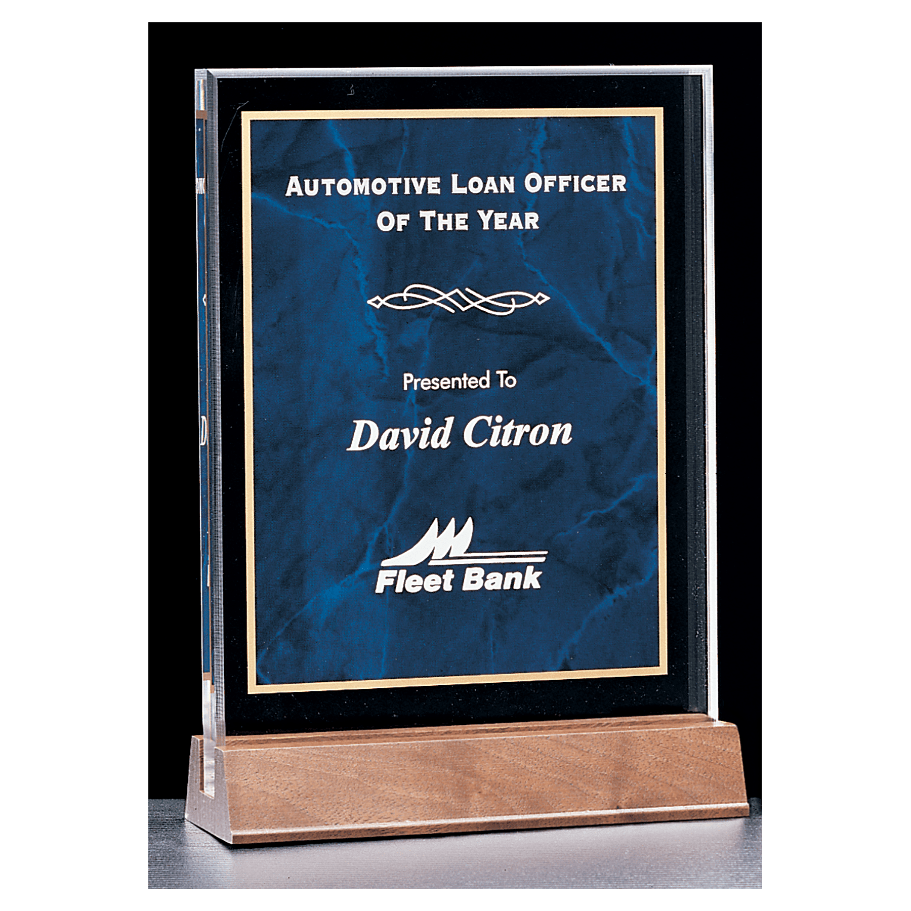 Sapphire Marble Acrylic Award with American Walnut Base – Bhive Awards